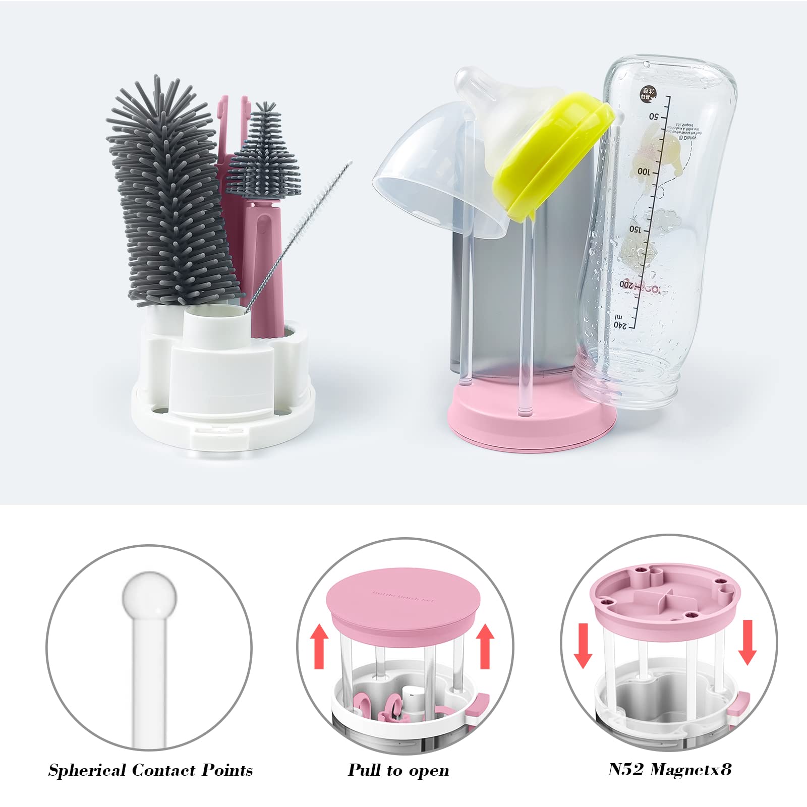 TEEKA Travel Bottle Cleaner Kit, Baby Bottle Brush Set with Silicone ...