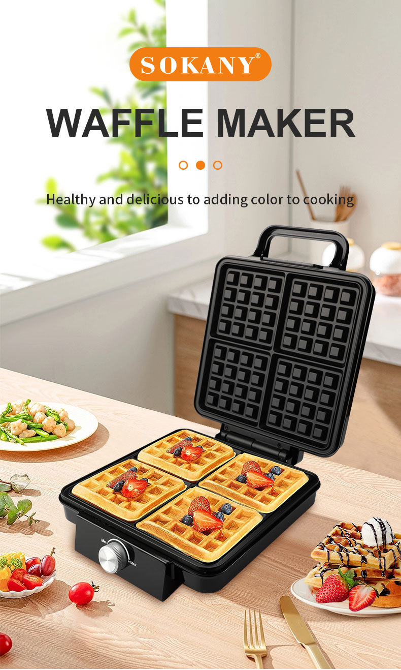 SOKANY Waffle Maker Heavy Duty Electric Waffle Maker Big Size 1500W ...
