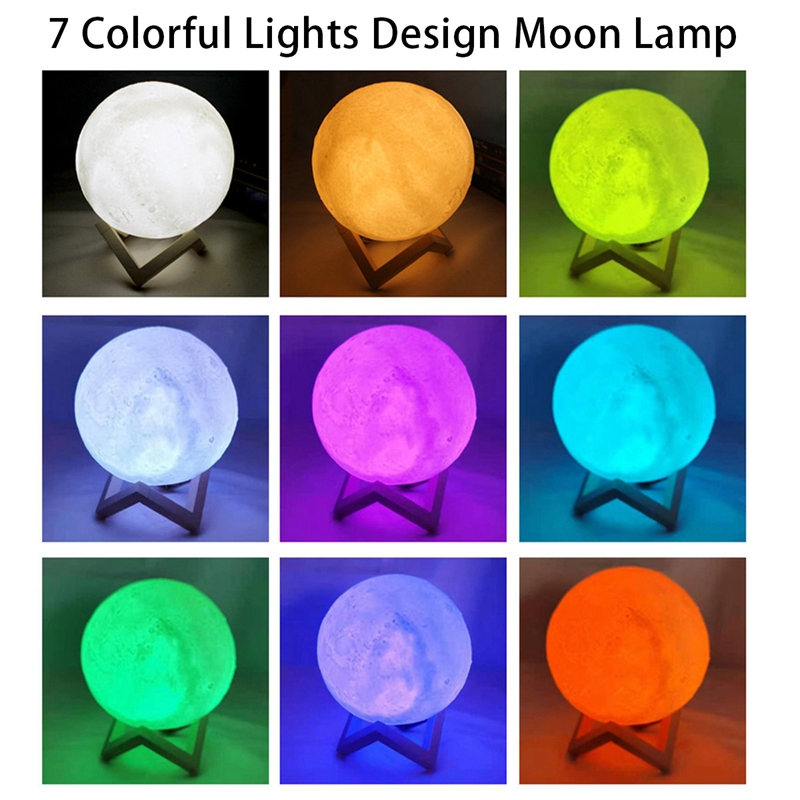 LED Moon Lamp Night Light Battery Powered With Stand Starry Lamp ...