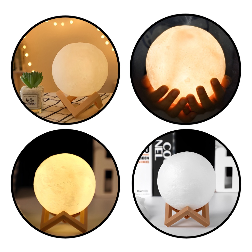 LED Moon Lamp Night Light Battery Powered With Stand Starry Lamp ...
