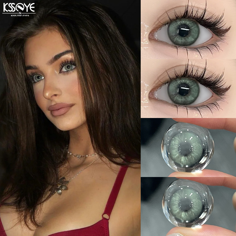 （Grade Lenses&COD）Ksseye Purple Contact Lenses with Grade Myopia grey ...