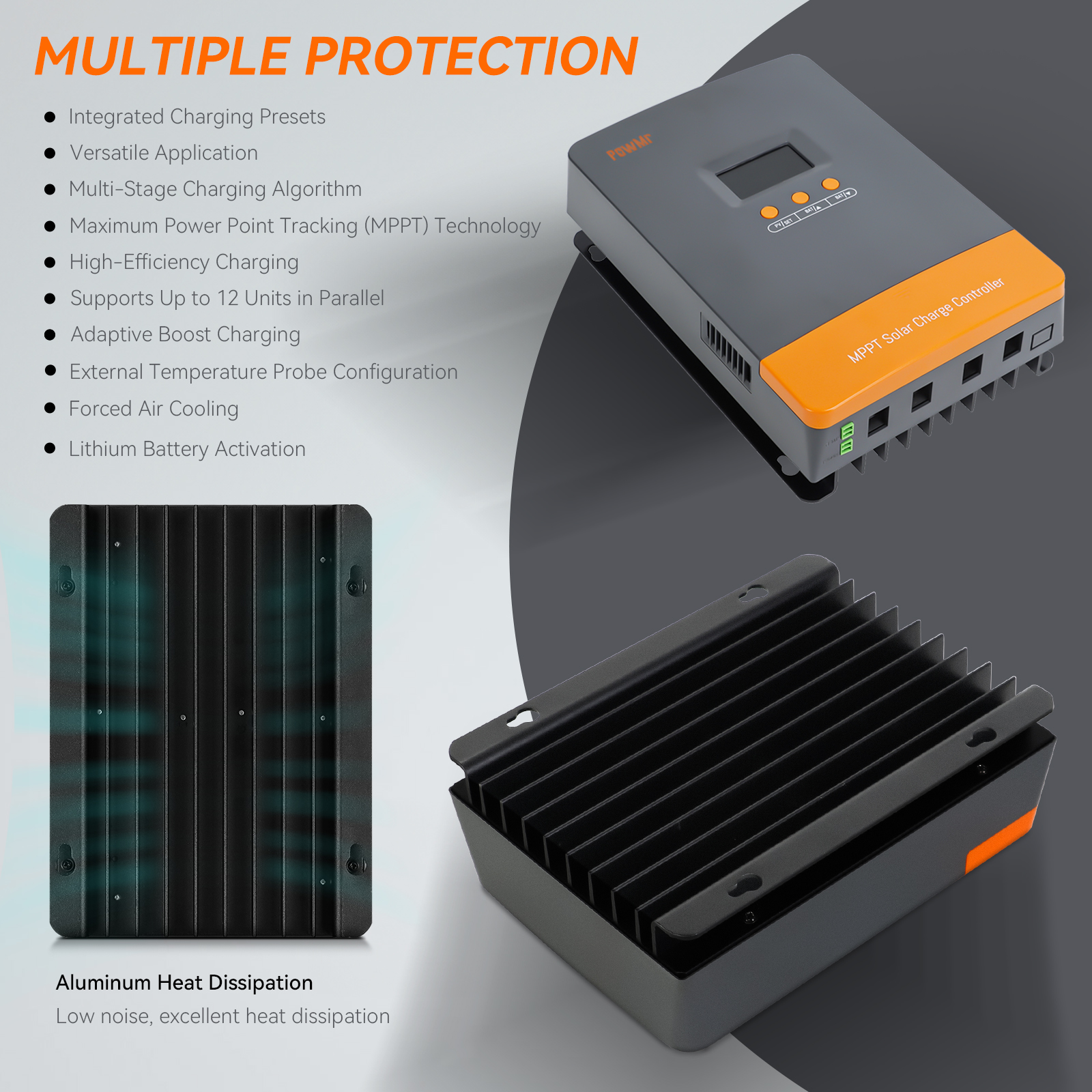 PowMr 80A MPPT Solar Charging Controller 12V-48V Auto Blacklight LCD PV ...