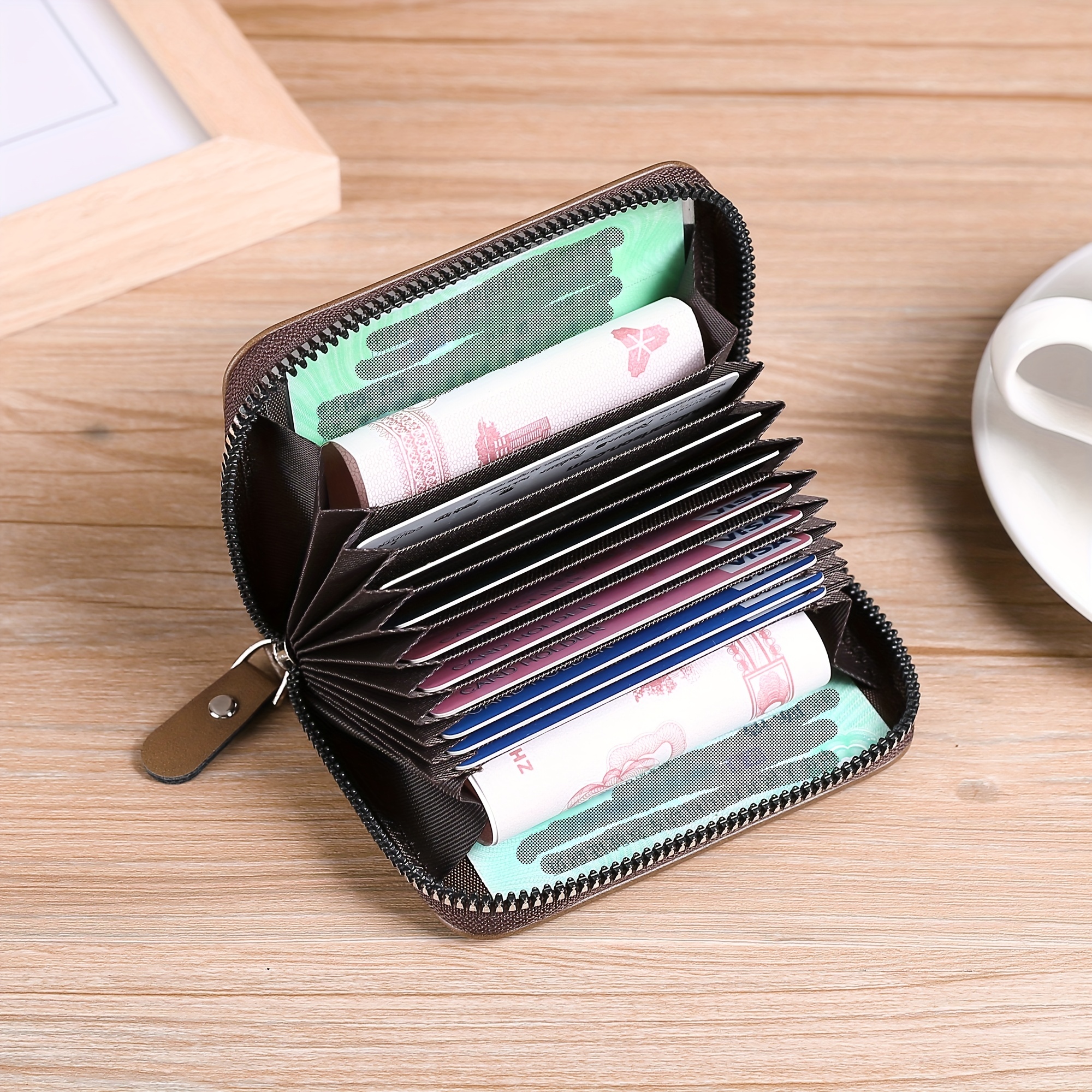 Men's Vintage Mini Zipper Card Holder - Stylish Multi-Card Credit Card ...