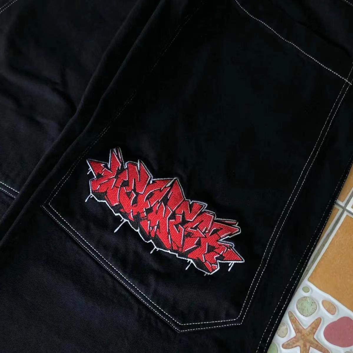 Y2k European American High Street JNCO Pattern Embroidered Jeans hiphop ...
