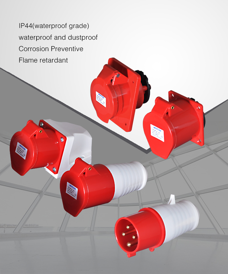 32A 3pin 4pin 5pin Industrial Plug Inudstrial Connector Coupler Panel ...