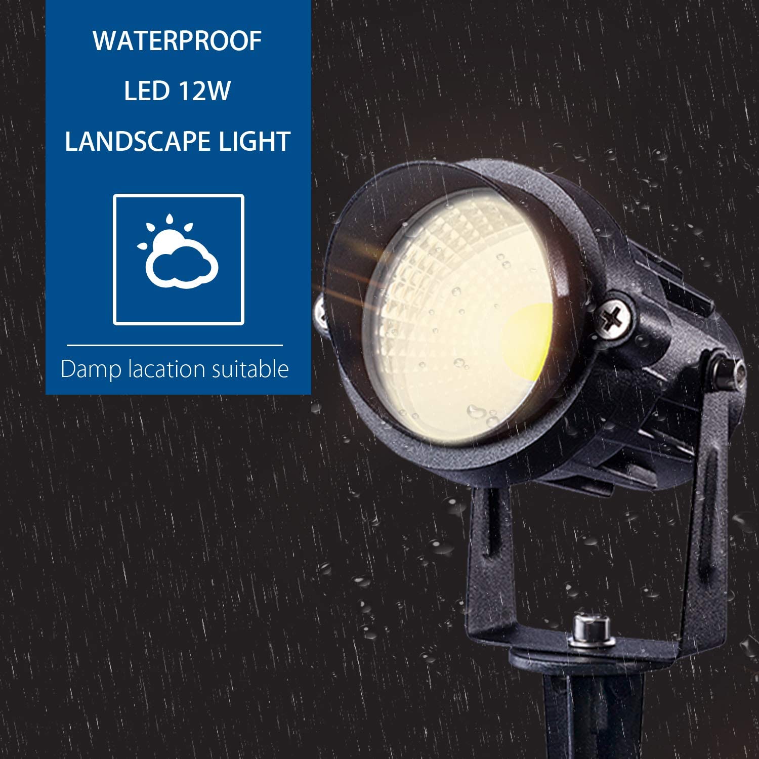 12W 3000K 12-24V DC Low Voltage Landscape Lights LED Warm White ...