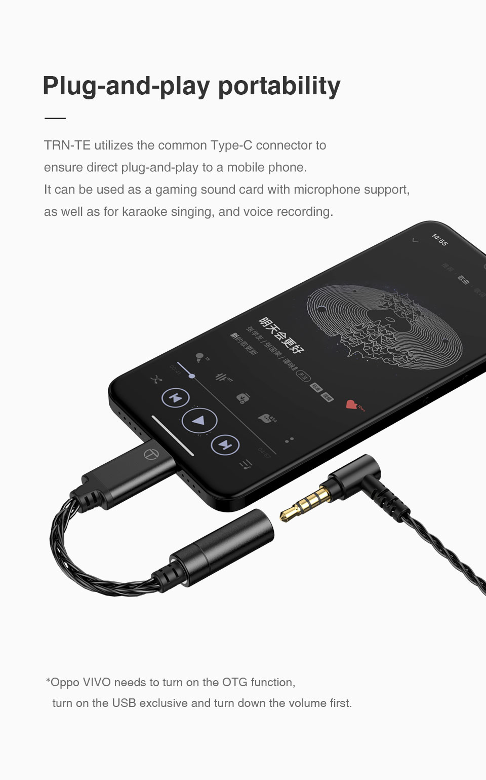 TRN TE Portable HiFi DAC/Amp Type-C to 3.5mm Adapter - 192kHz/24bit ...