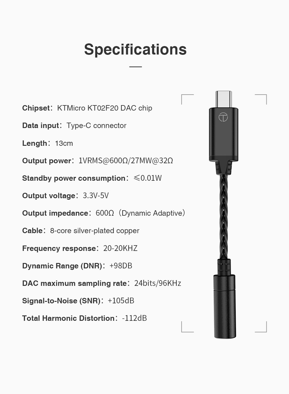 TRN TE Portable HiFi DAC/Amp Type-C to 3.5mm Adapter - 192kHz/24bit ...