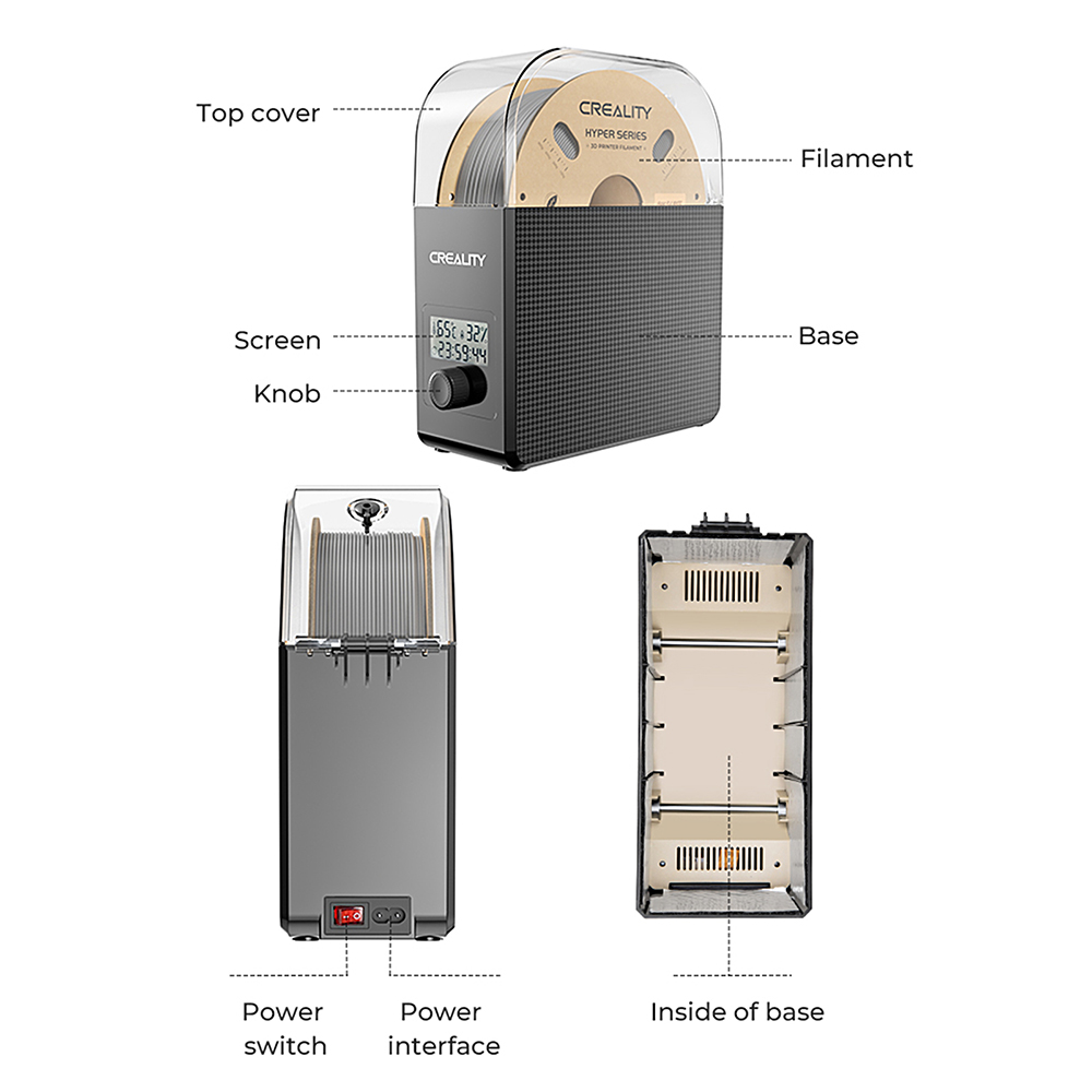 [MMOO] Creality Filament Dryer Box 2.0 360° Hot-air Heating 1.75mm and ...
