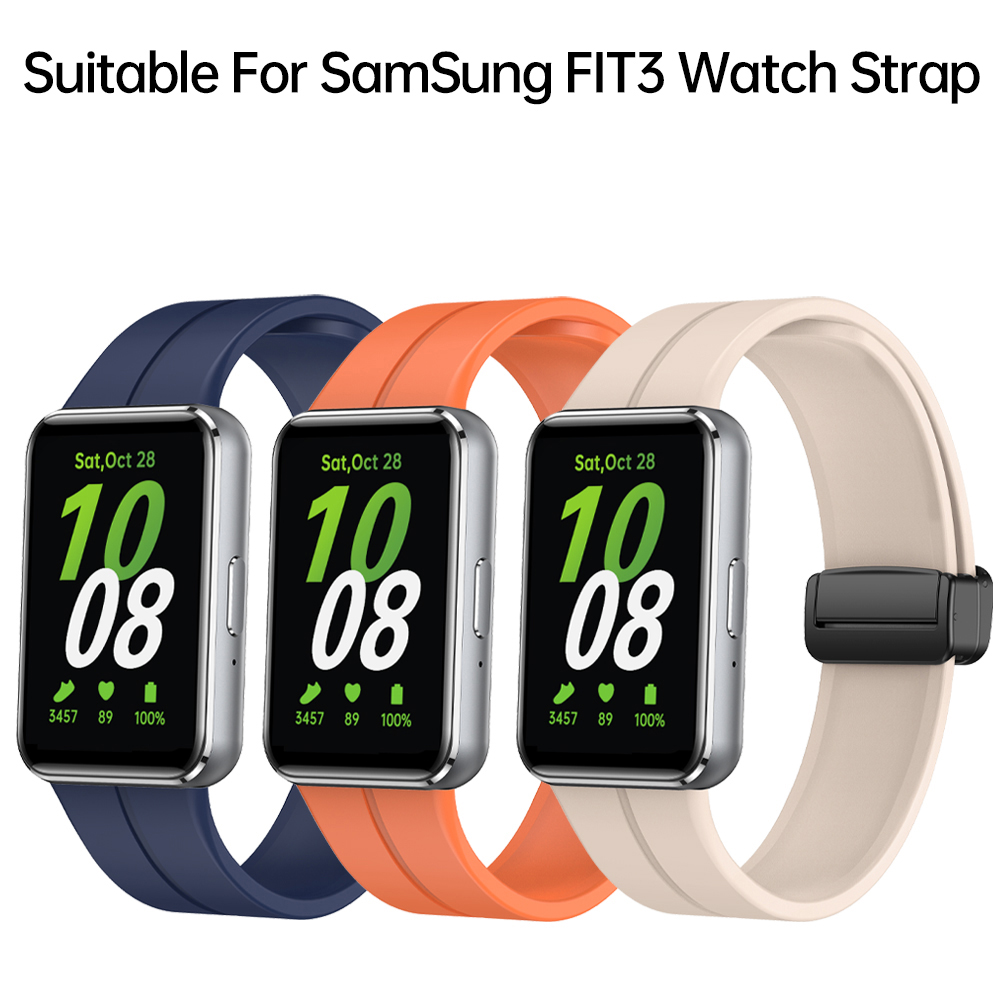 Magnetic Buckle Silicone Strap for Samsung Galaxy Fit 3 Fit3 Soft ...