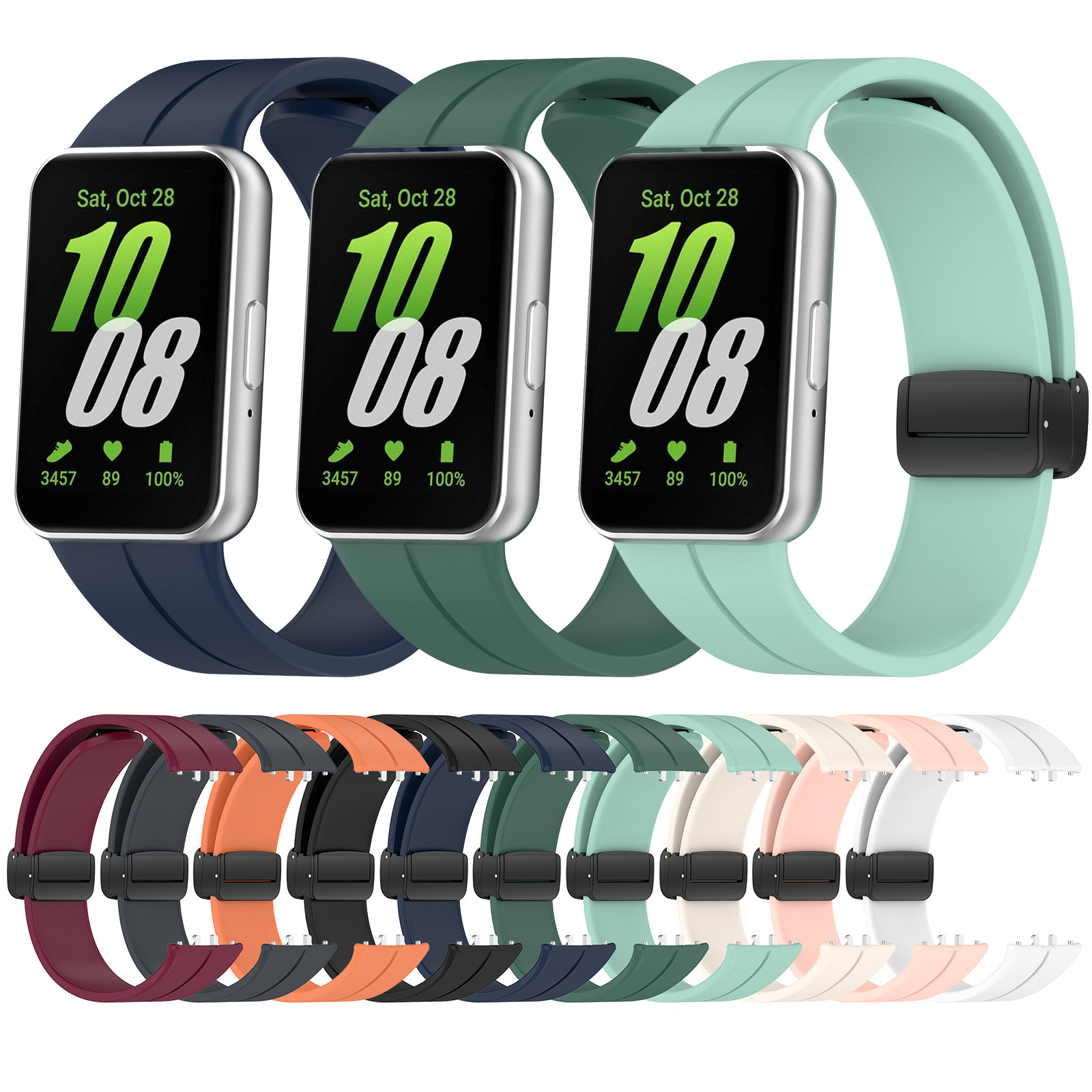 Magnetic Buckle Silicone Strap for Samsung Galaxy Fit 3 Fit3 Soft ...
