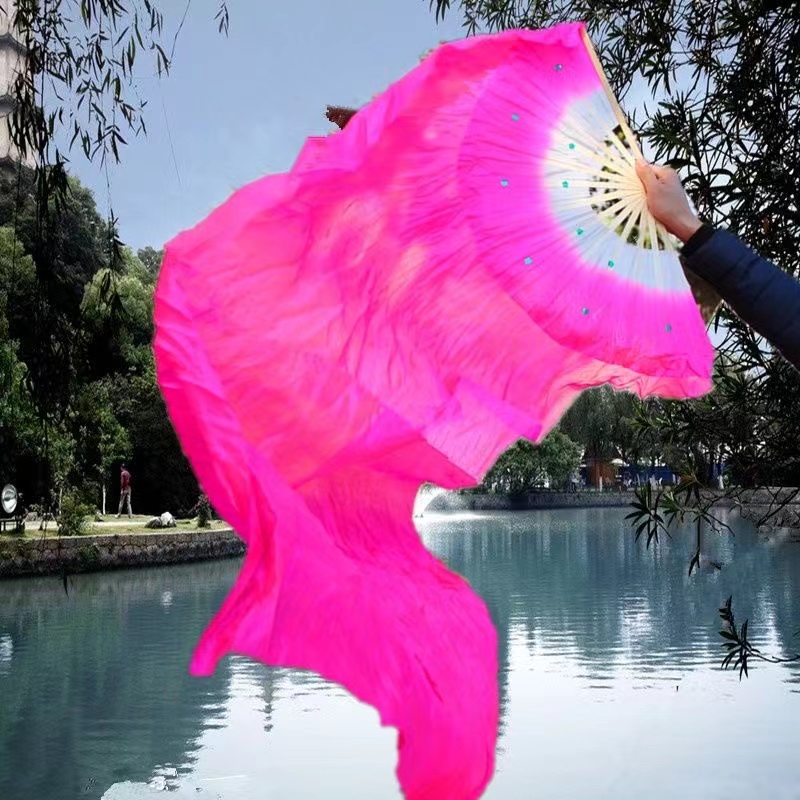 1Pcs 1.8m Hand Made Belly Dance Dancing Silk Performance Long Fans ...