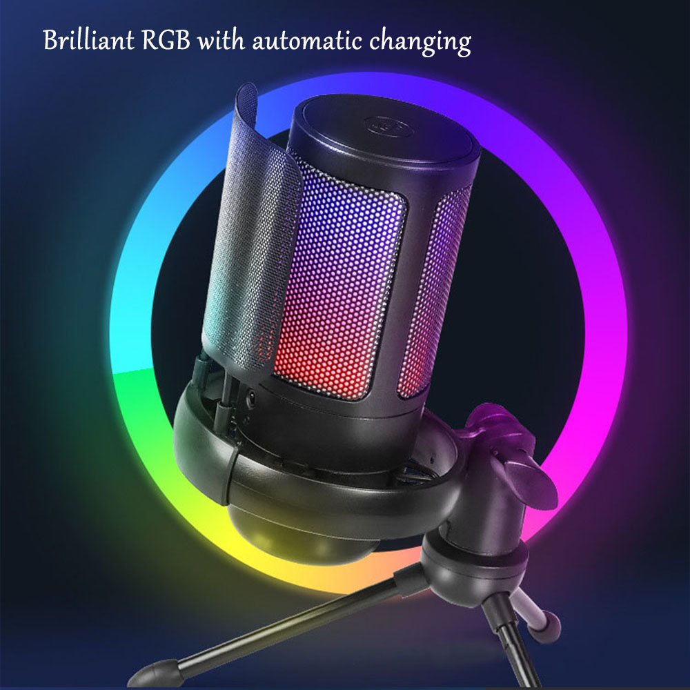 Me6S RGB USB Microphone Gaming USB Mic Plug and Play Noise Reduction ...