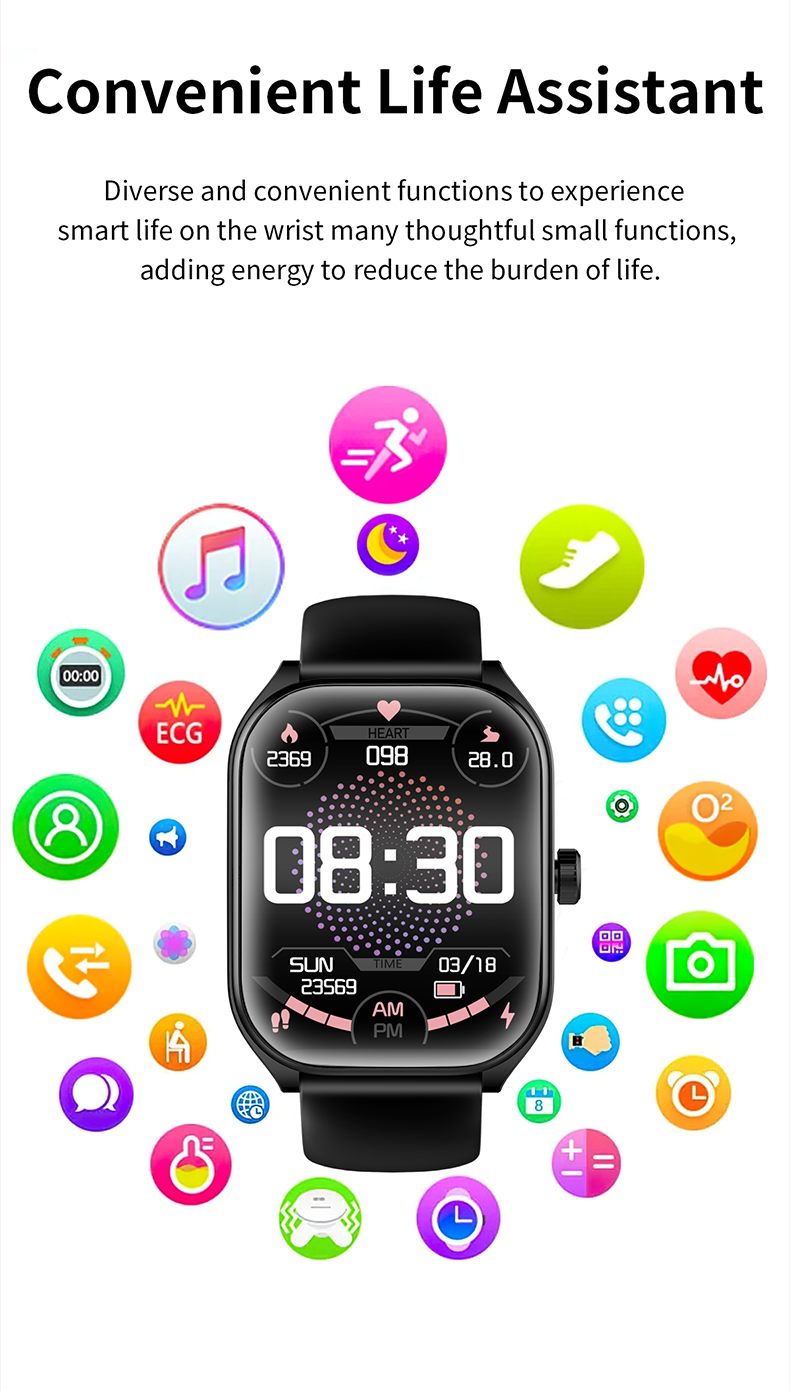 AOLON Curve Smart Watch IP68 Waterproof 2.01-inch Curved IPS Screen ...