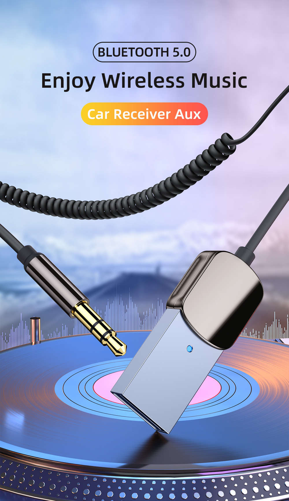 Essager USB Bluetooth Receiver Car 3.5mm Aux Adapter USB To 3.5mm Jack ...