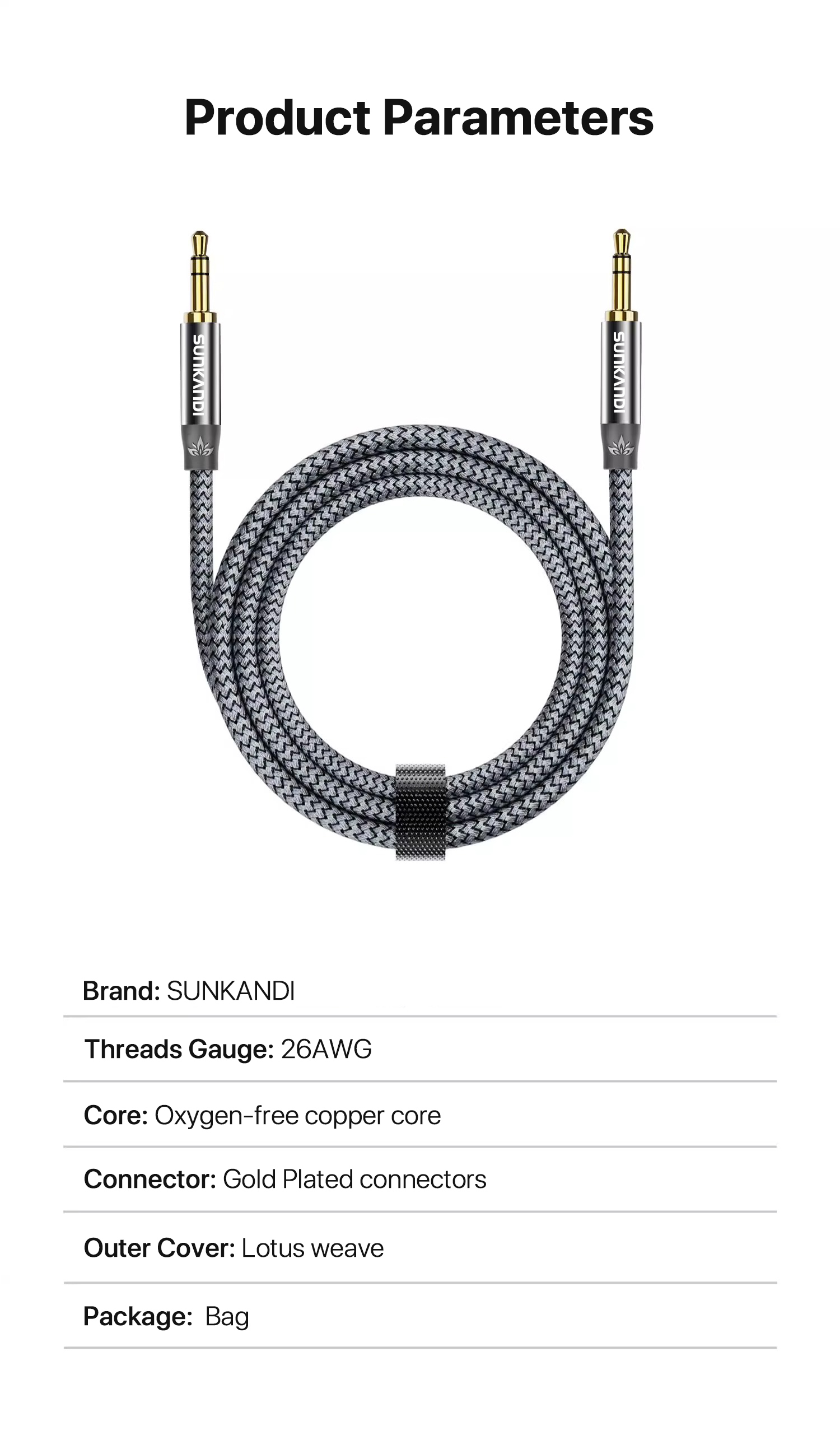 SUNKANDI 3.5mm to 3.5mm Jack Aux Cable for Headphone Speaker Auxillary ...