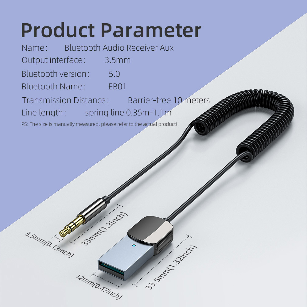 Essager USB Bluetooth Receiver Car 3.5mm Aux Adapter USB To 3.5mm Jack ...