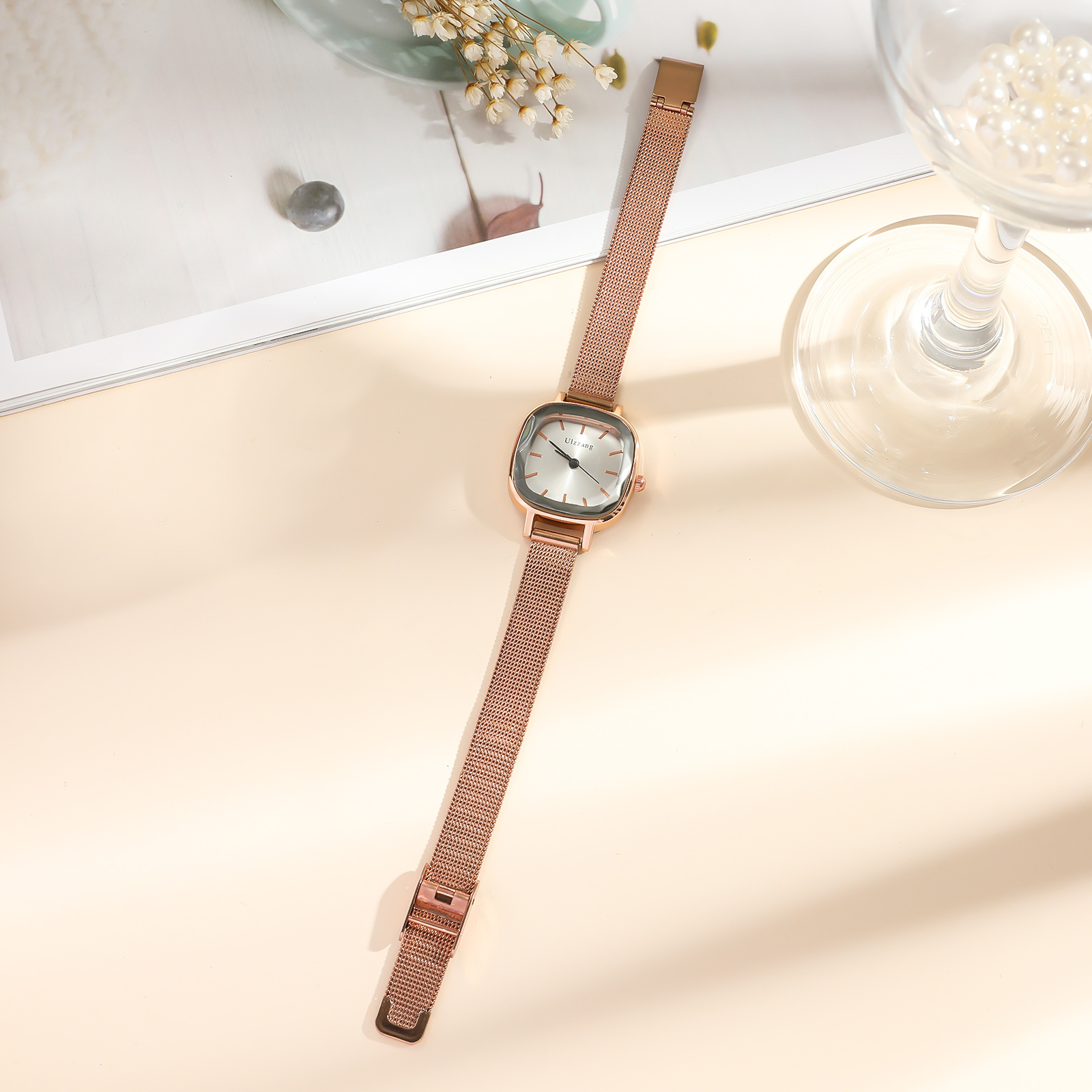 Simple Korean casual women's watch mesh with high-grade sense quartz ...