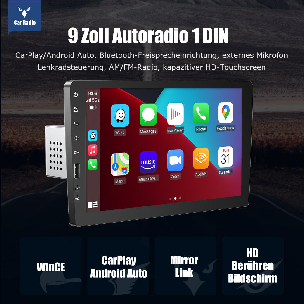 ESSGOO Universal Android Car Stereo Player Head unit 1 Din 9 inch ...