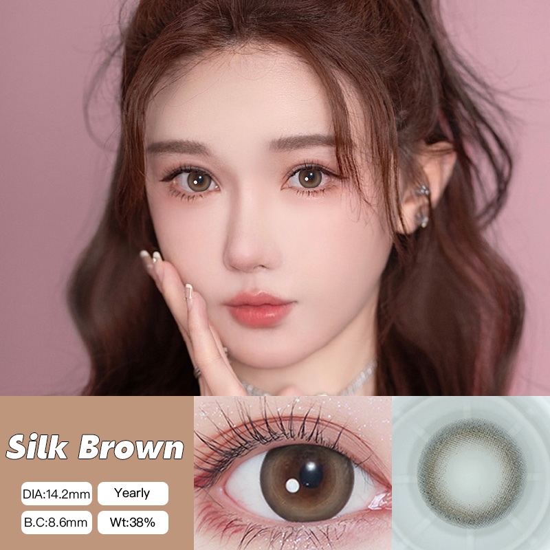(COD) Graded(0~-8.00) Natural Lenses Brown Grey Colored Contact lens ...