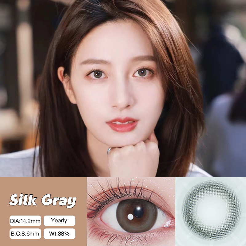 (COD) Graded(0~-8.00) Natural Lenses Brown Grey Colored Contact lens ...