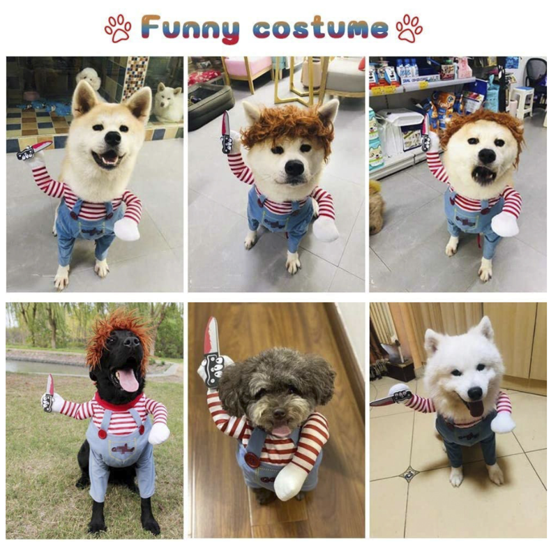 AIWO Kill Doll Funny Dog Clothes Cat Chucky Costume Halloween Party ...