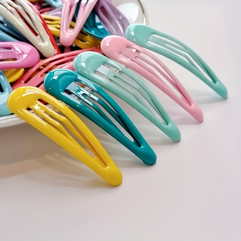 20/40/60pcs 5cm/1.97inch Candy Color Waterdrop Shaped Snap Hair Clips ...