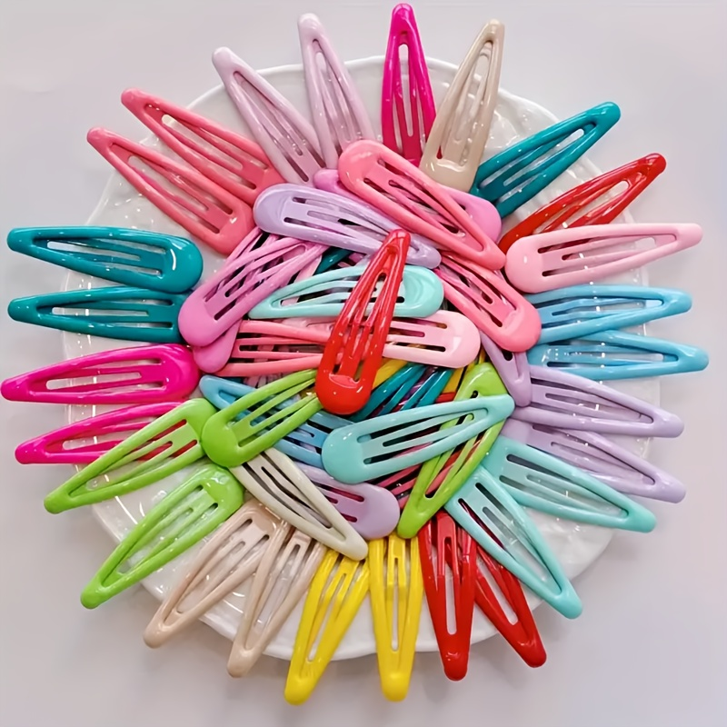 20/40/60pcs 5cm/1.97inch Candy Color Waterdrop Shaped Snap Hair Clips ...