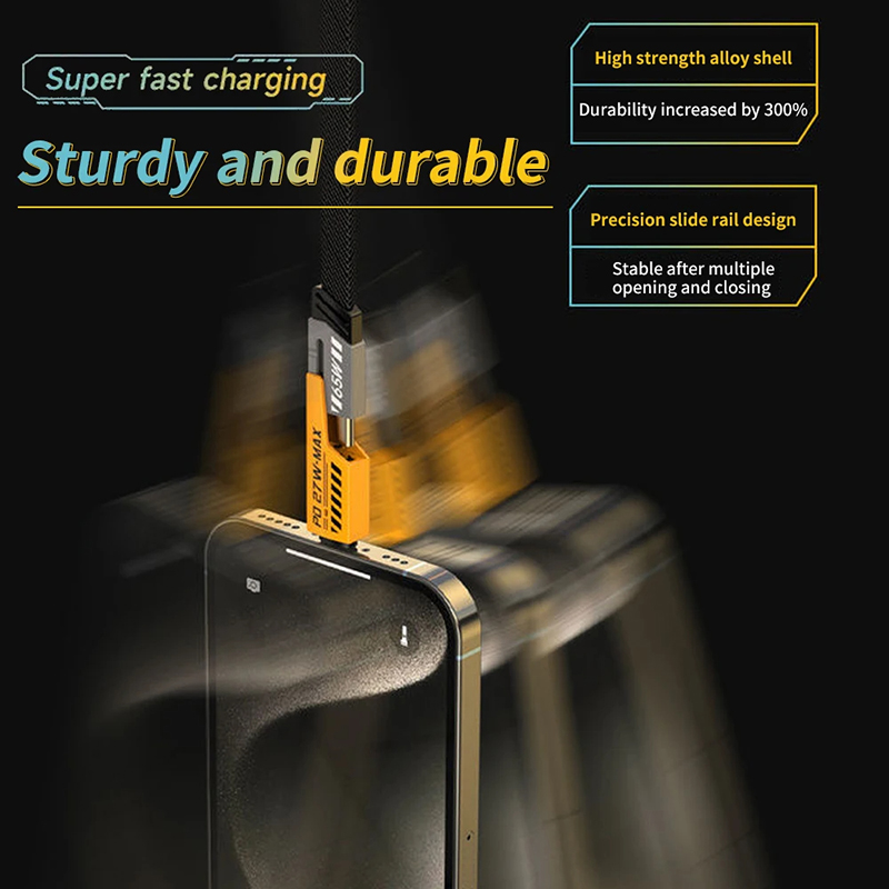 4 In 1 Mecha Fast Charging Cable USB Type C 65W Charger Data Cord Multi ...