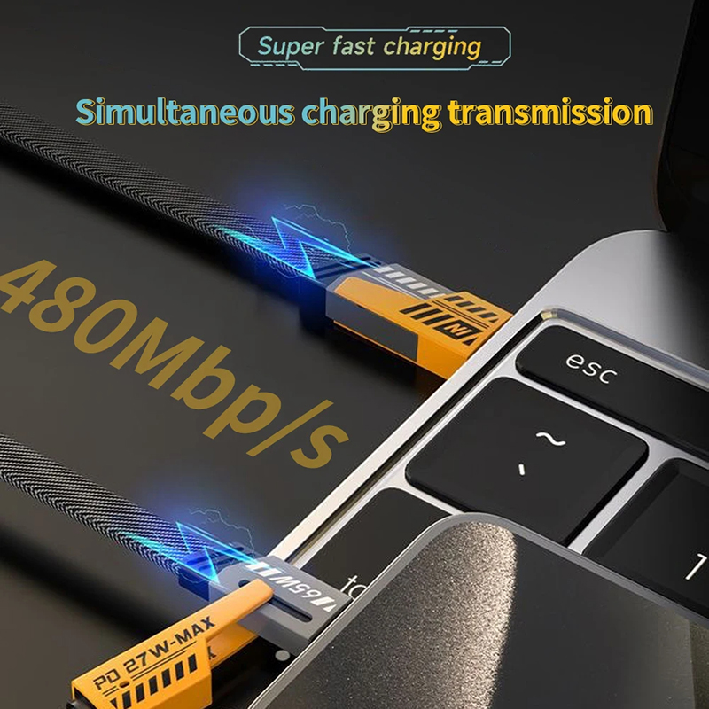 4 In 1 Mecha Fast Charging Cable USB Type C 65W Charger Data Cord Multi ...