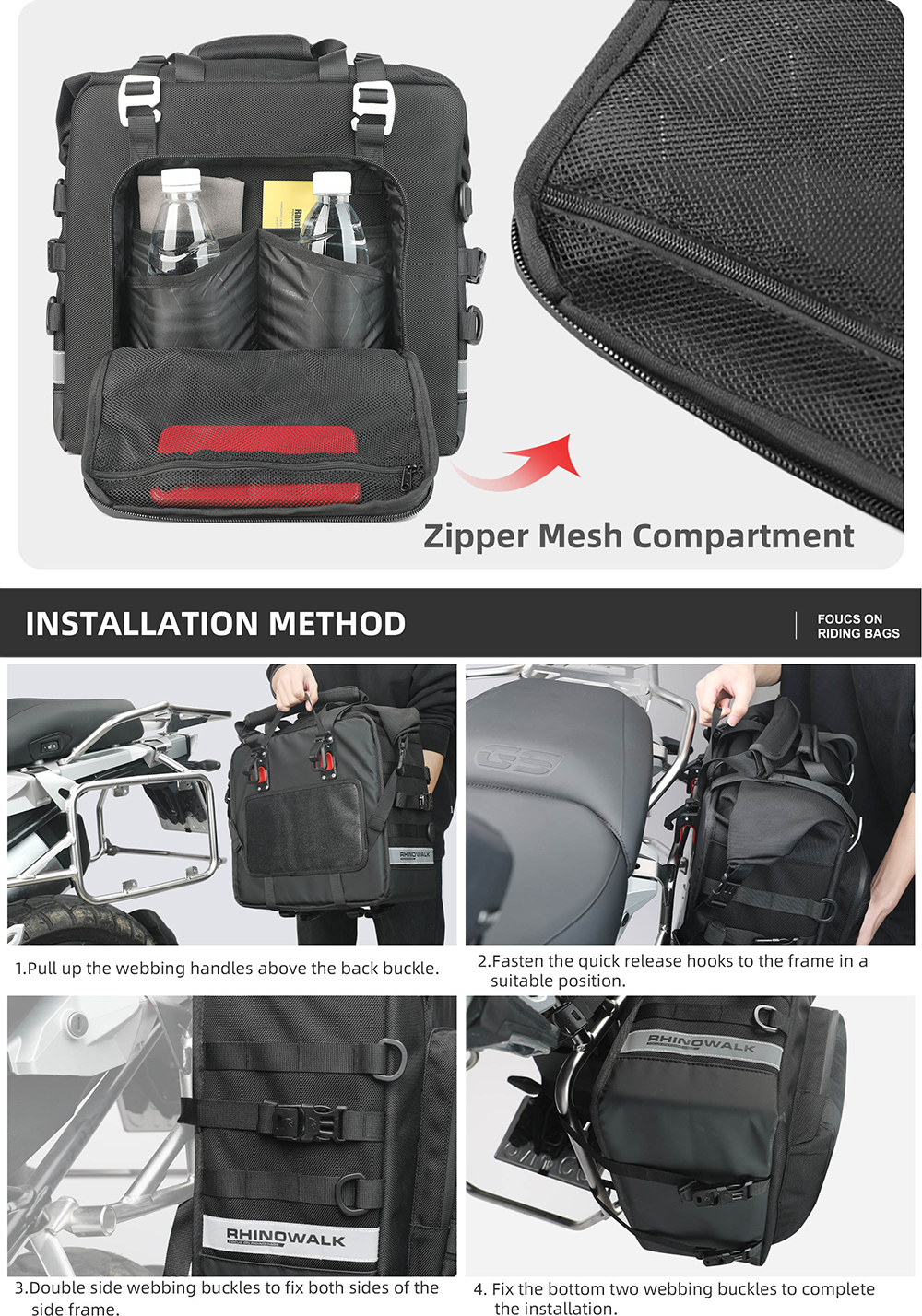 Rhinowalk 25L-32L waterproof Motorcycle bag Quick-Release Saddle Bag ...