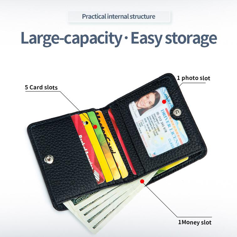 BANYANU Women Slim Original Genuine Leather Purse Anti RFID Simple ...