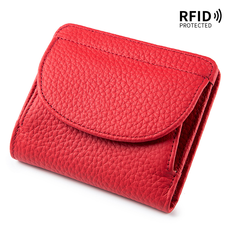 BANYANU Women Slim Original Genuine Leather Purse Anti RFID Simple ...