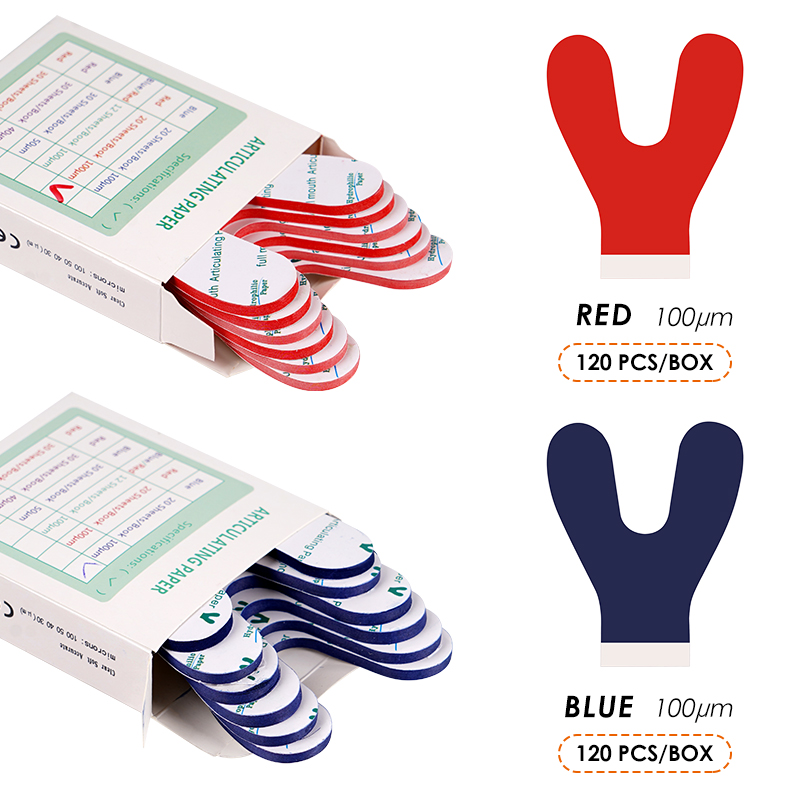 120Pcs/Box Dental Articulating Paper U-Shape Red/Blue Articulator ...