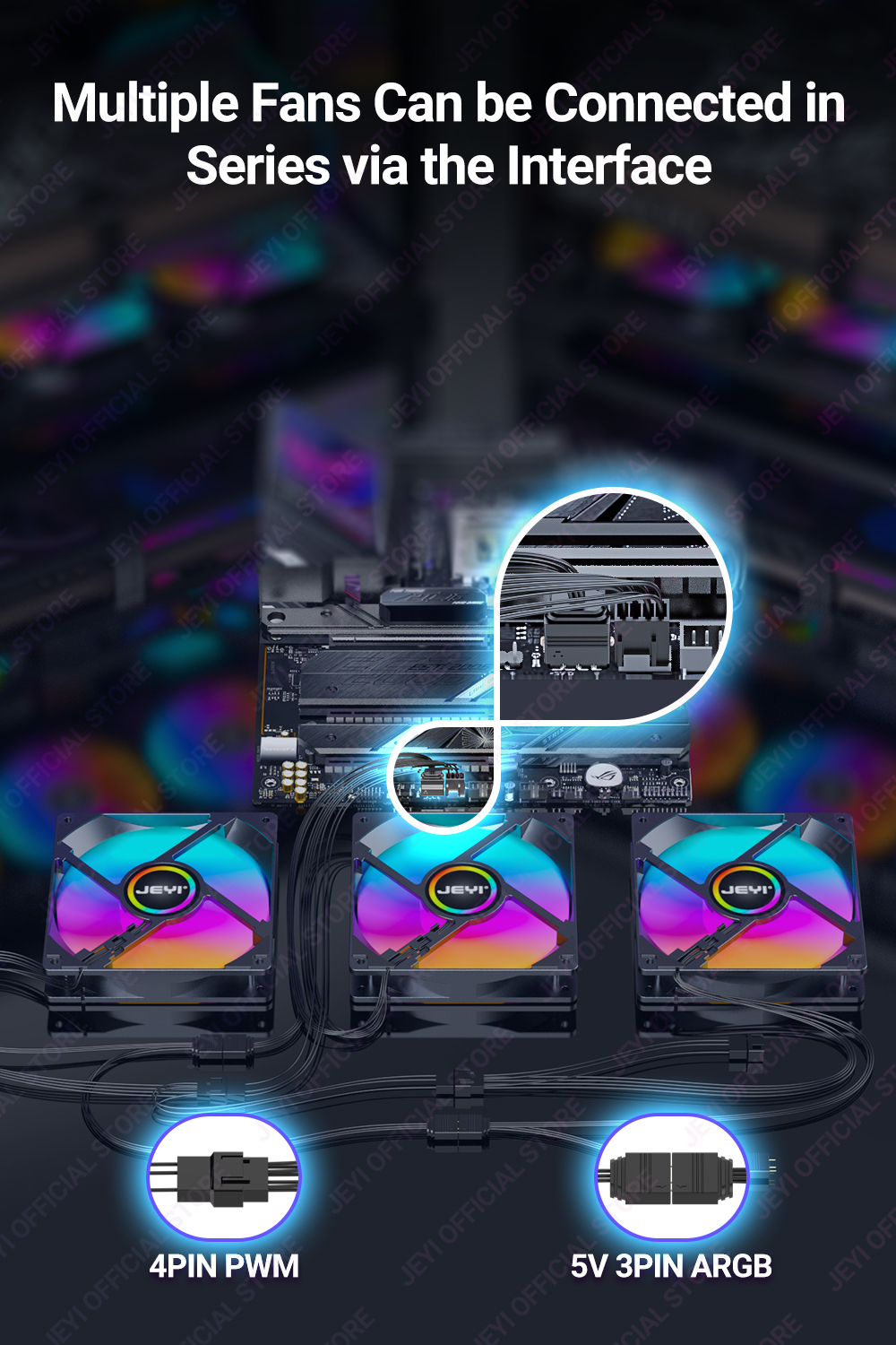 JEYI 120mm PC ARGB Cooling Fan AURA SYNC RGB Computer Fans Ultra Silent ...