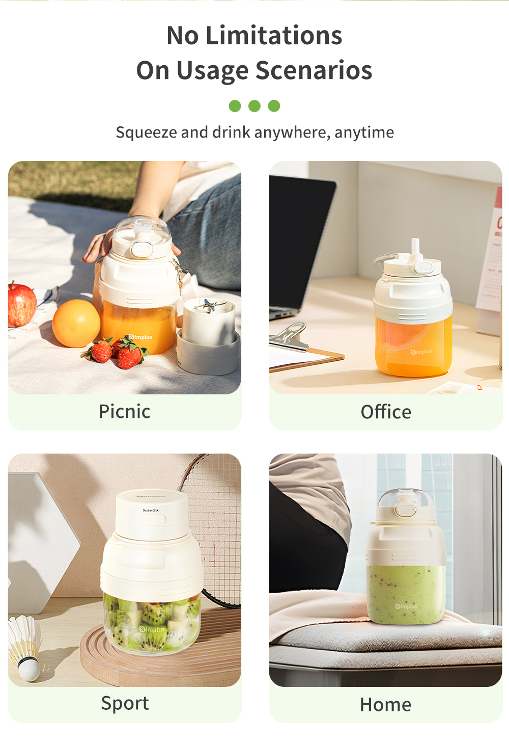 Simplus Blender Juicer 1000ML Bottle Blender with 10 Blades USB ...