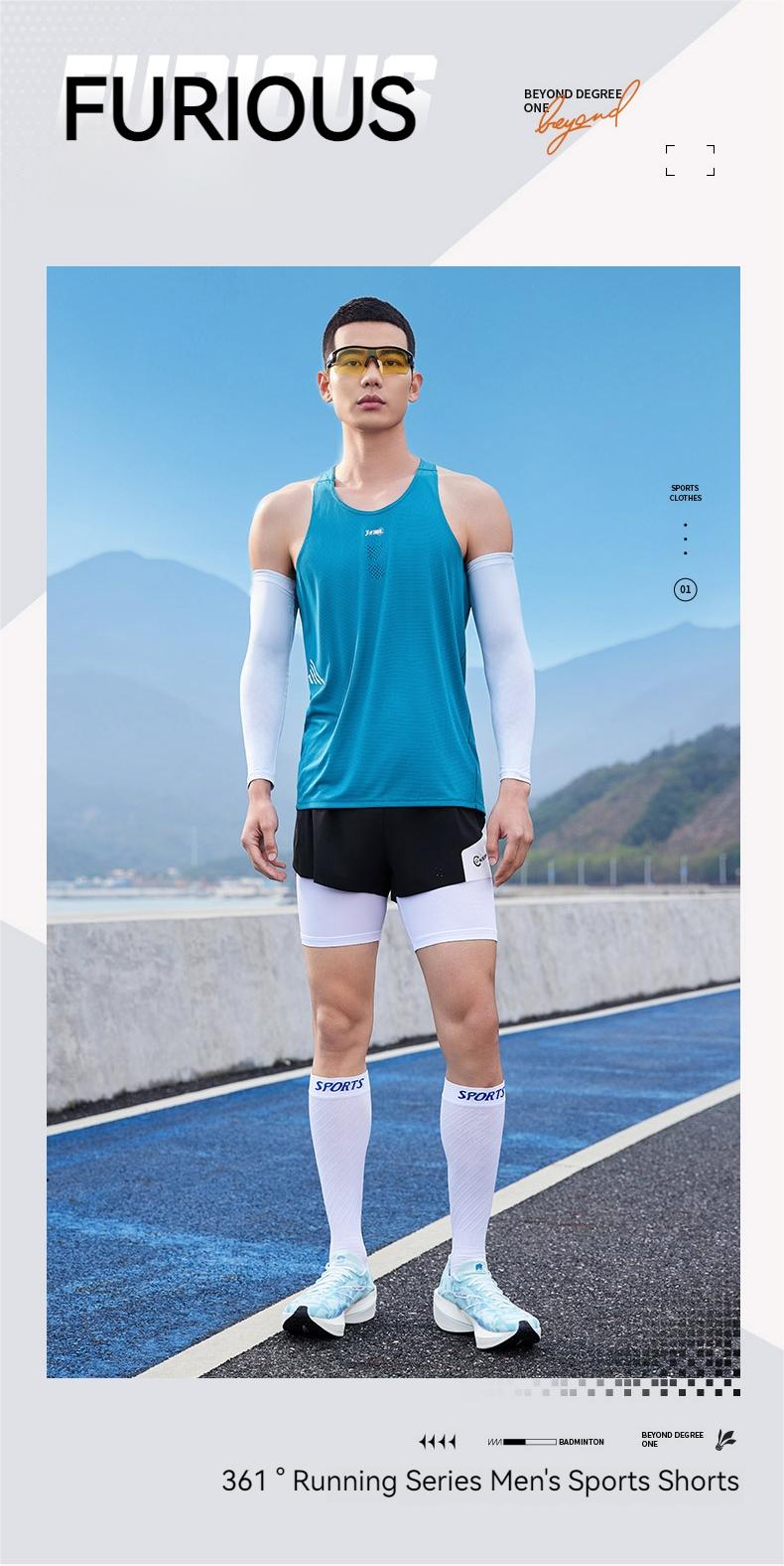 361 Degrees Furious Sports Shorts Men Running Moisture Wicking ...