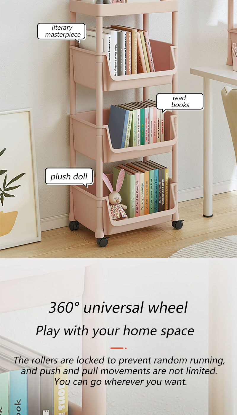 2/3/4/5-layer bookshelf storage rack trolley storage rack kitchen ...
