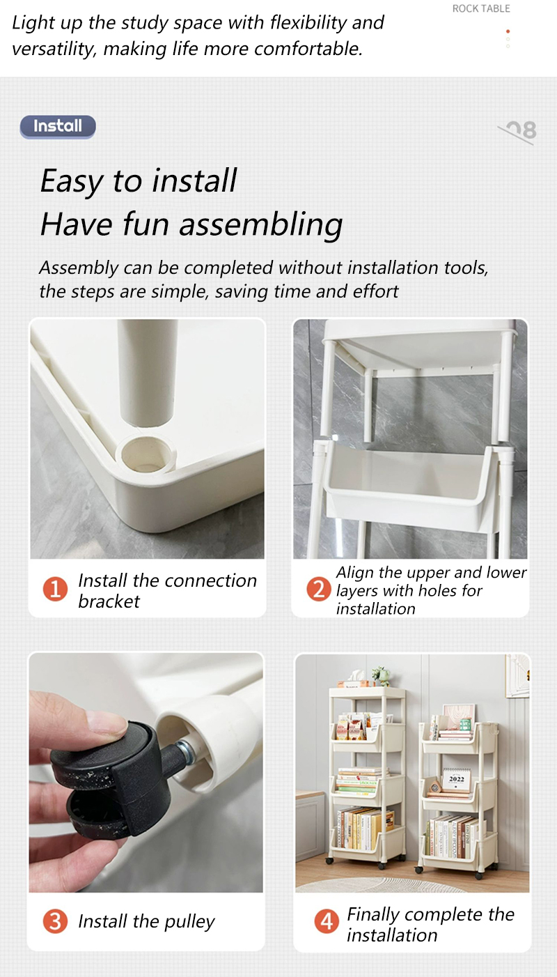 2/3/4/5-layer bookshelf storage rack trolley storage rack kitchen ...