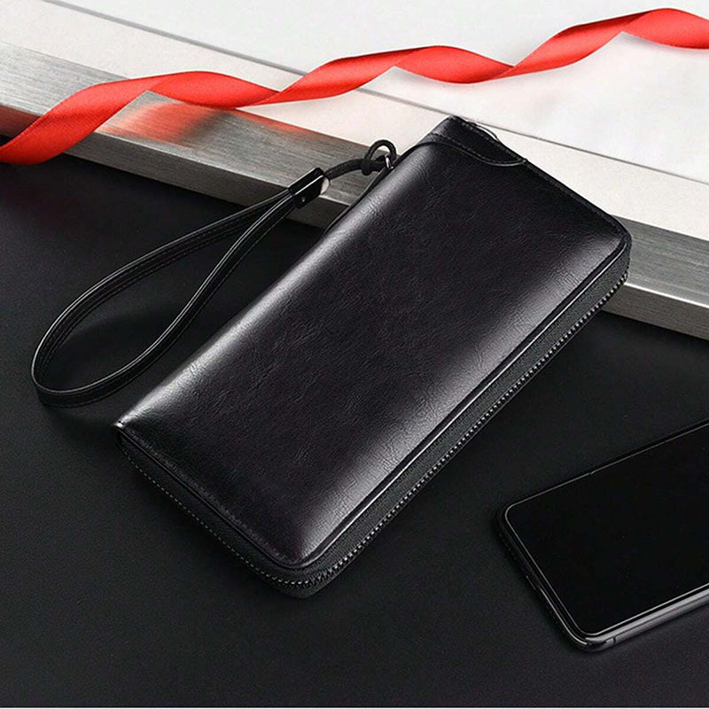 Men's Wallet High Quality Pu Leather Long Zipper Wallet for Men RFID ...