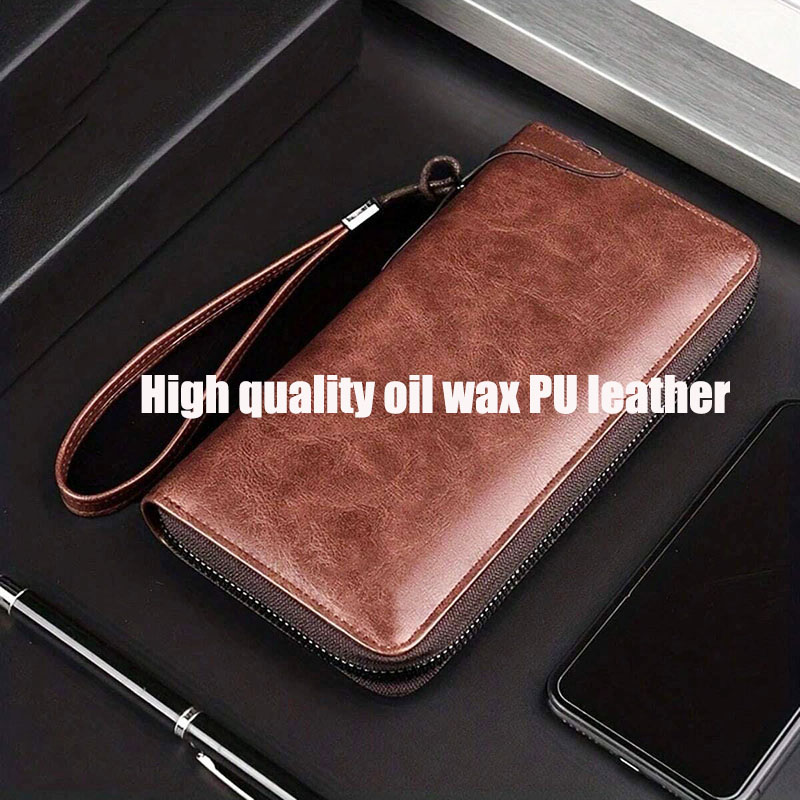 Men's Wallet High Quality Pu Leather Long Zipper Wallet for Men RFID ...