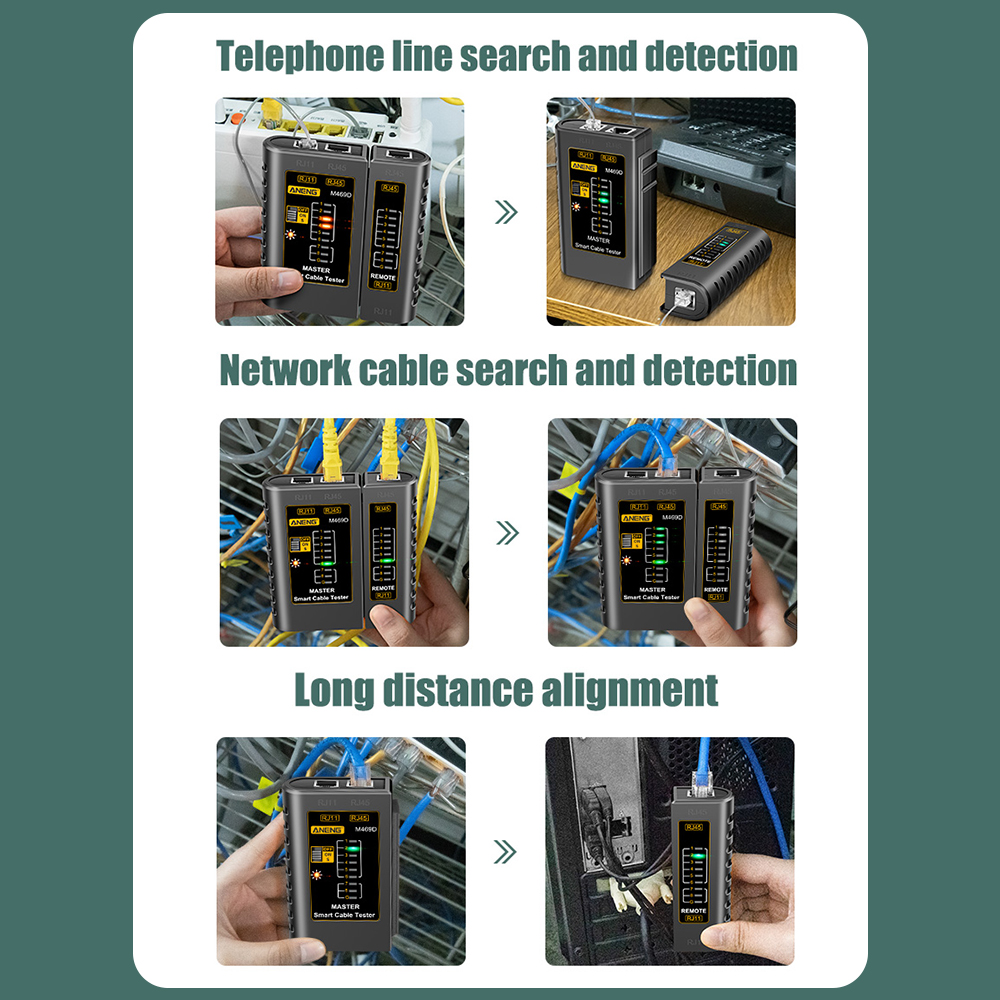 ANENG M469D Network Cable Tester Pairing Instrument for RJ11 RJ45 ...