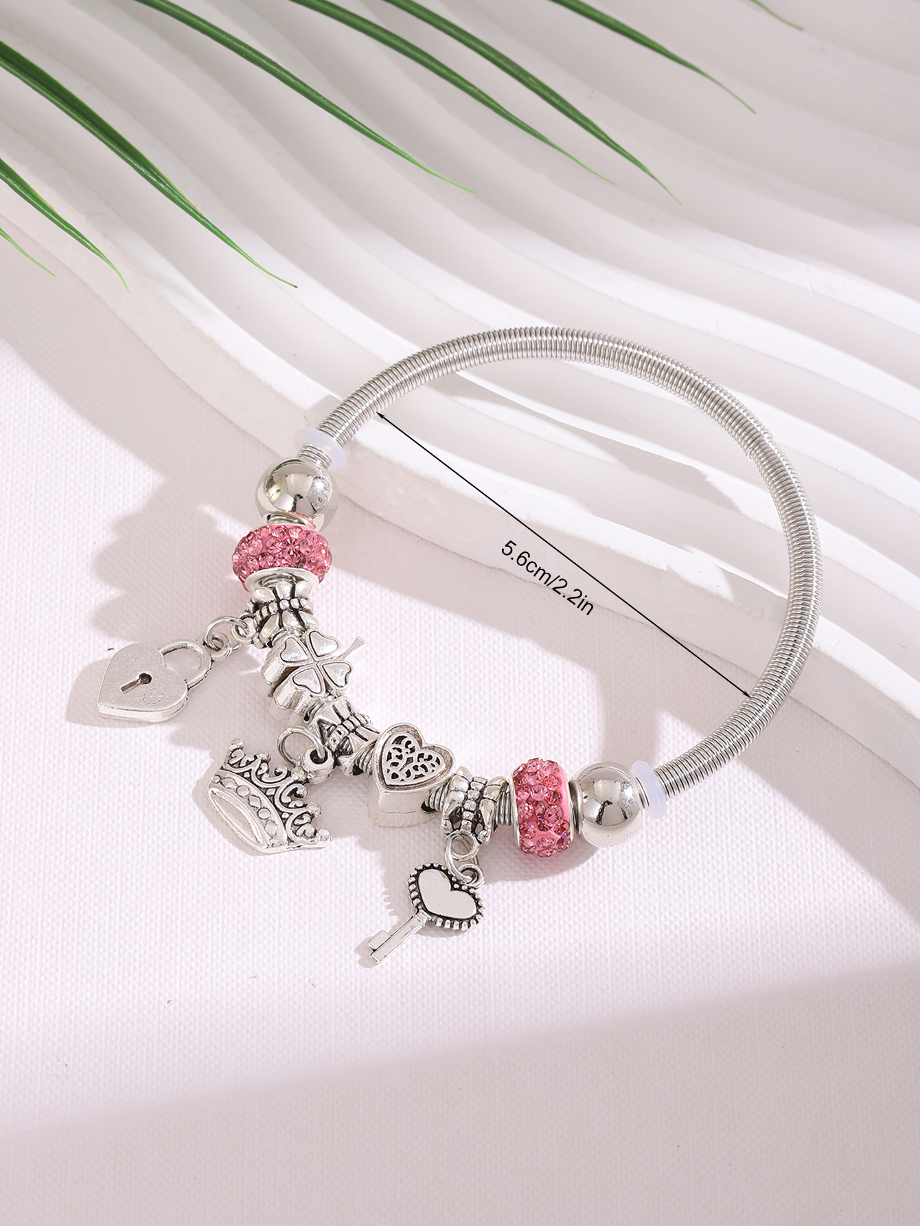 1pc strass ball & loving heart & Four leaf clover & key & lock & crown ...