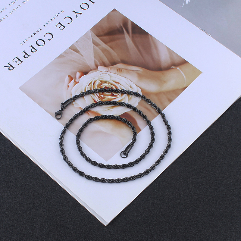 Hip hop stainless steel Cuban chain luxury titanium steel chain Twists ...