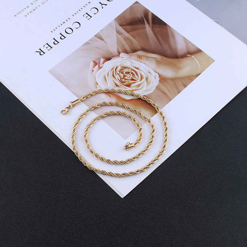 Hip hop stainless steel Cuban chain luxury titanium steel chain Twists ...