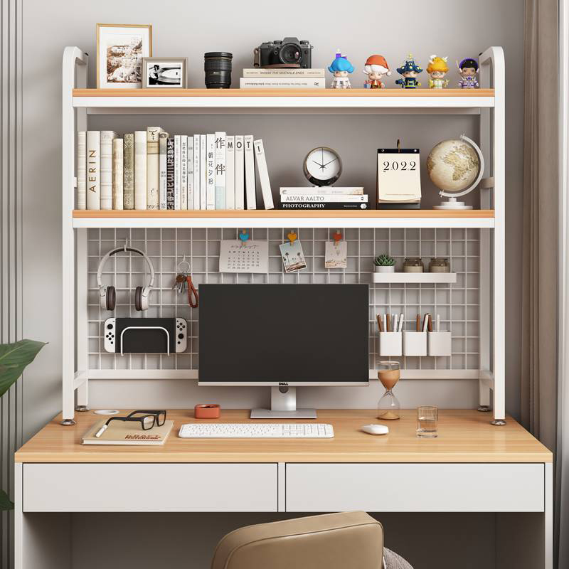 2 Layer Bookcase Wooden Bookshelf Organizer Rack Computer Desk Desktop ...