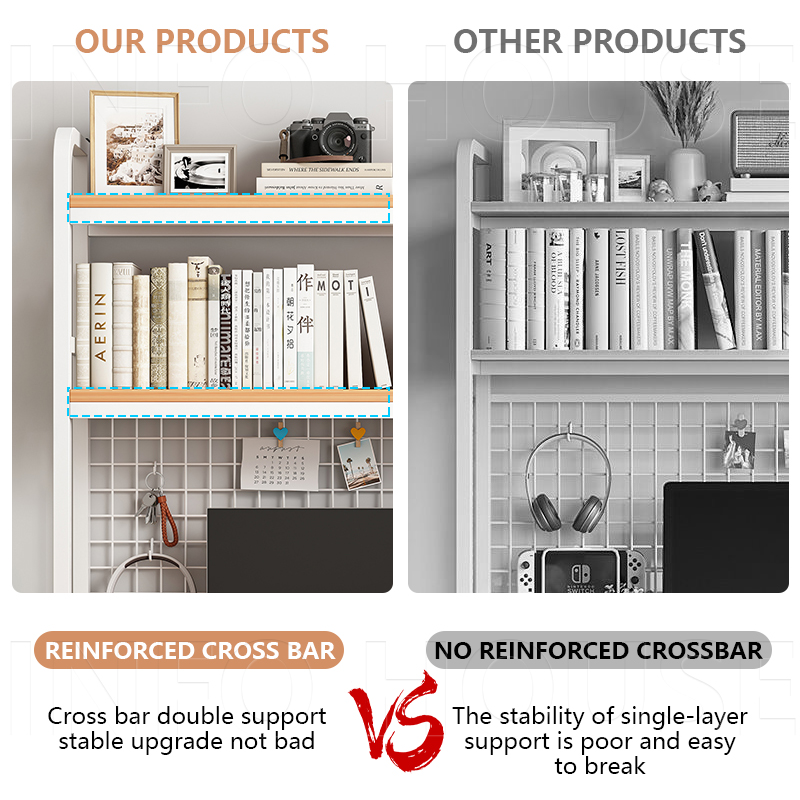 2 Layer Bookcase Wooden Bookshelf Organizer Rack Computer Desk Desktop ...