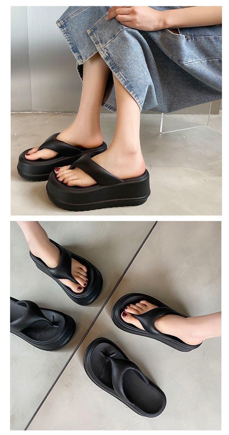 7cm Thick Soled Tsinelas for Women Rubber Flat Sandals Korean Flip ...