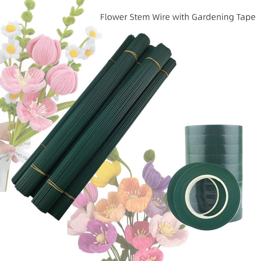 30/50/100pcs Flower Stem Wire Floral Stem Wire, 30cm/11.8Inch green ...