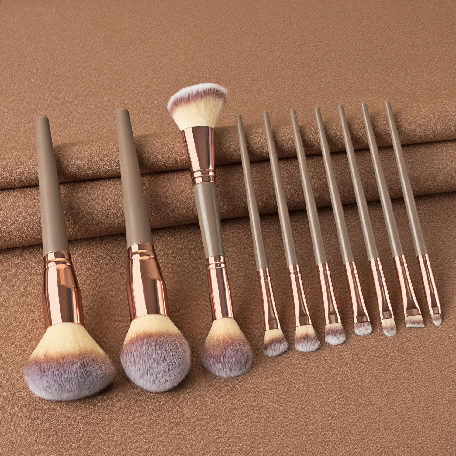 10 Pcs Brown Oversized Makeup Brush Set Makeup Tools Include Blush ...